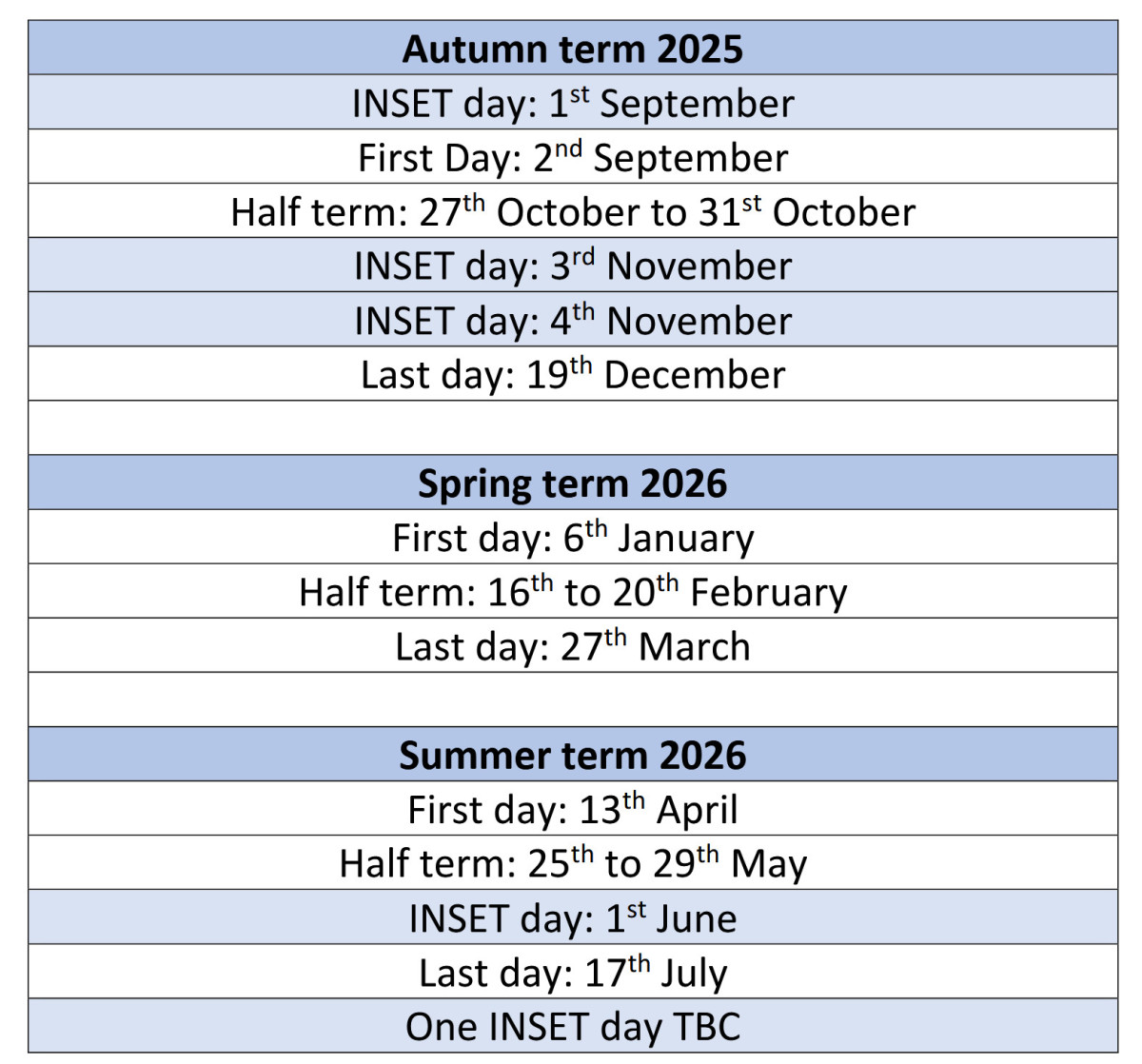 Term Dates – St Mary's RC Primary School, Battersea